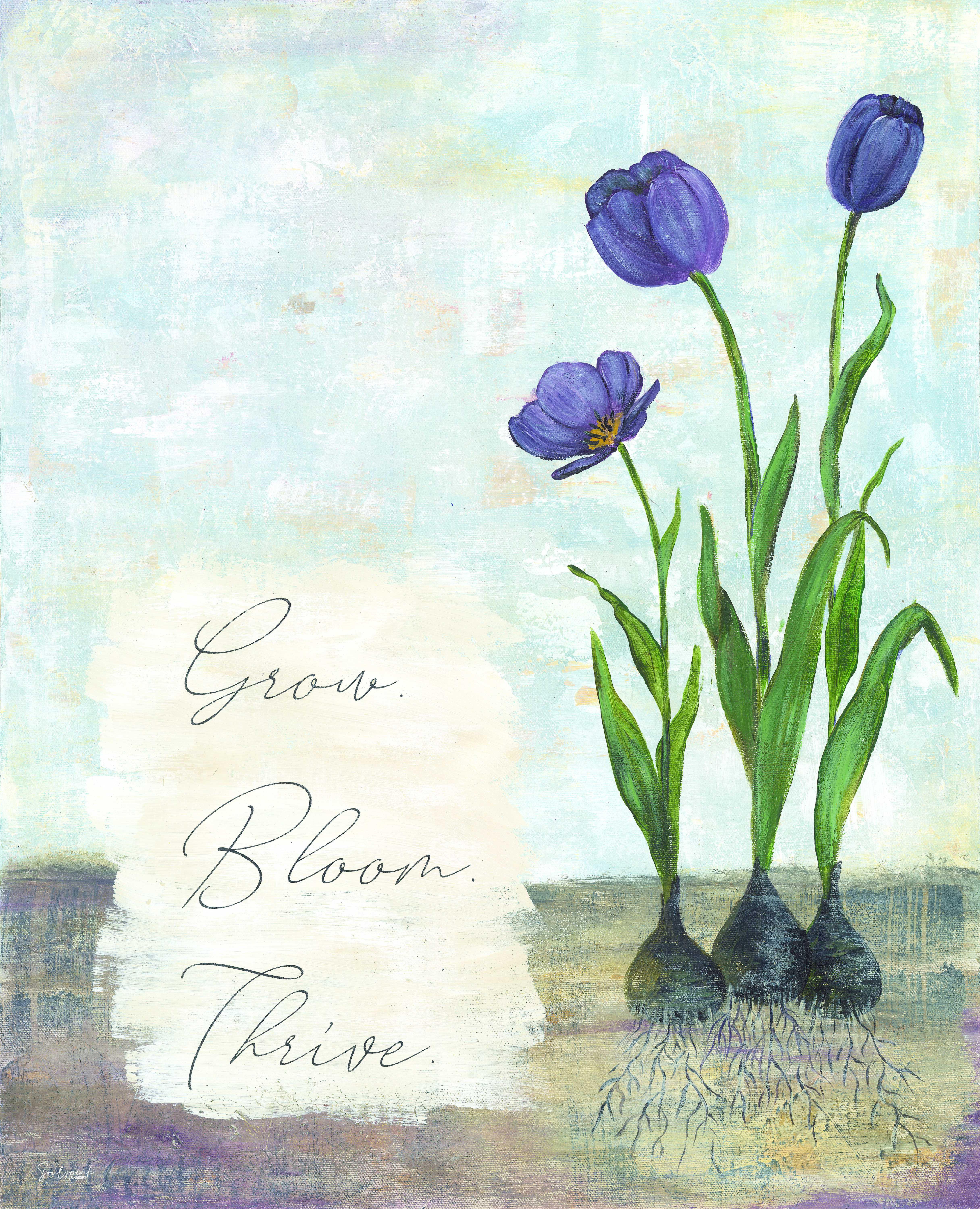 Wildon Home® Grow Bloom Thrive - Wrapped Canvas Graphic Art | Wayfair