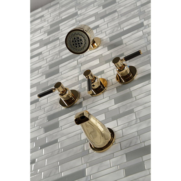 Kingston Brass Kaiser Triple-Handle Tub and Shower Faucet & Reviews ...