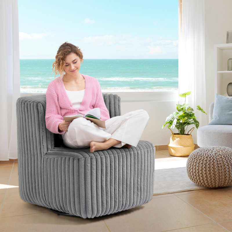 Mercer41 360° Swivelling Babe Velvet Bucket Chair with Pillow & Reviews ...