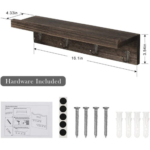 One Allium Way® Shunk Solid Wood Wall 4 - Hook Wall Mounted Coat Rack ...