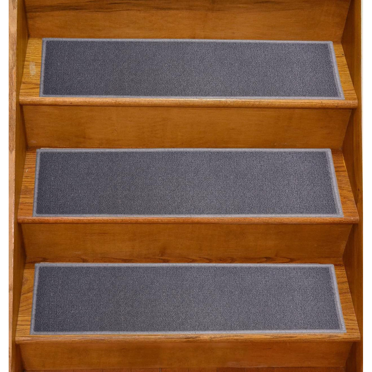 Hokku Designs Non-Slip Washable Low Pile Solid Ashmath Design Stair ...