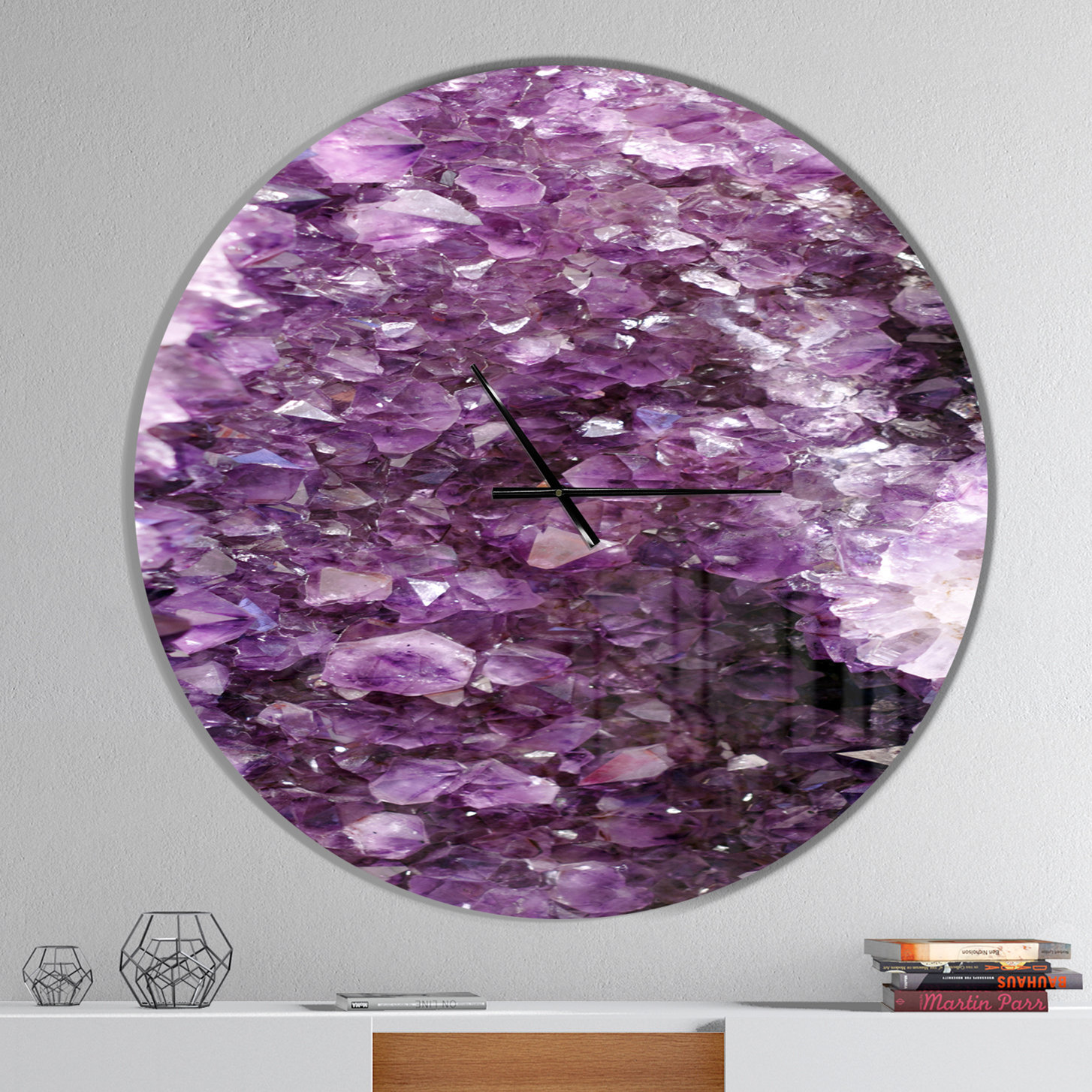 East Urban Home Purple Precious Stones - Modern wall clock | Wayfair
