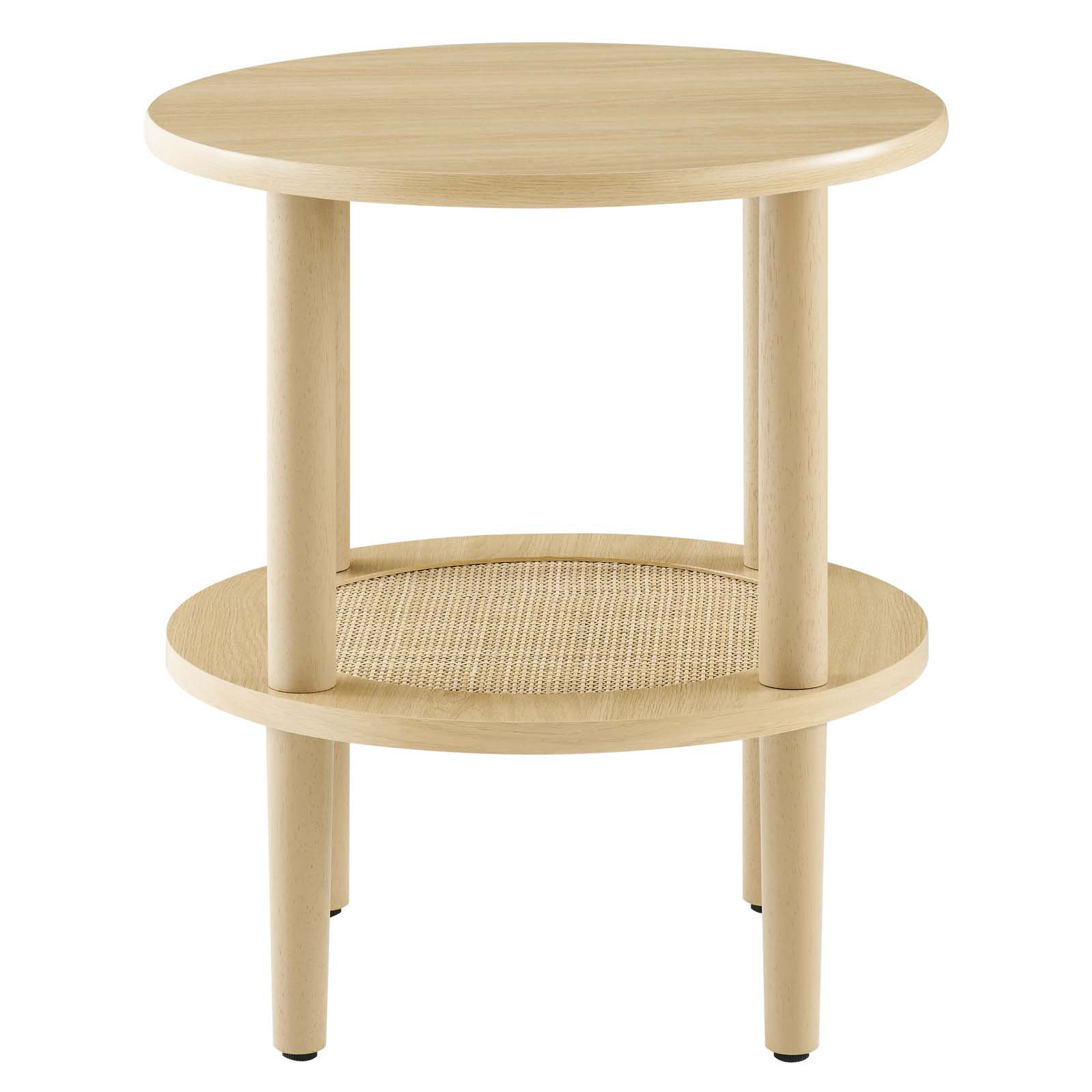 Modway Torus Round Side Table with Rattan Shelf | Wayfair