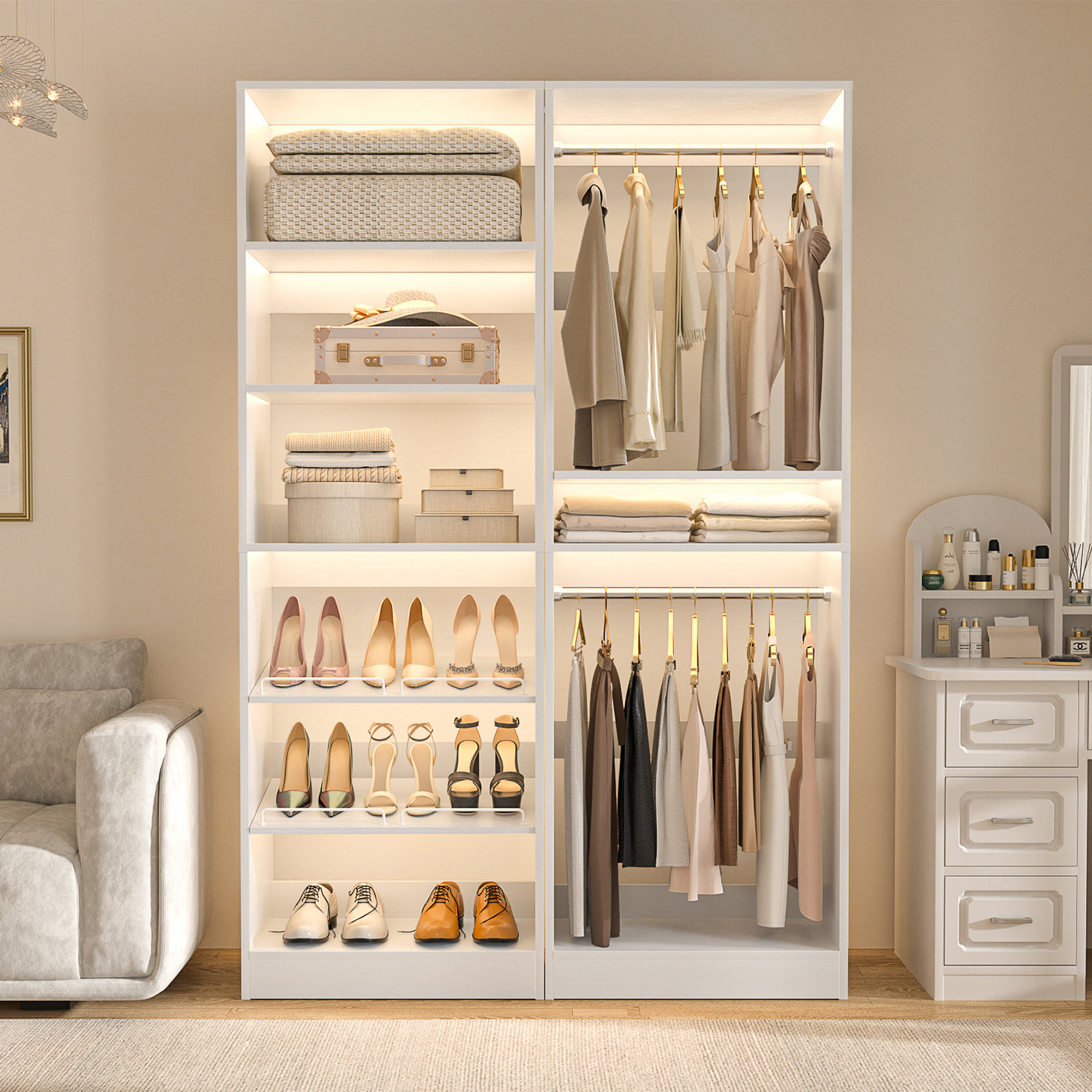 Latitude Run® Closet System with Shoe Racks & Hanging Rods | Wayfair