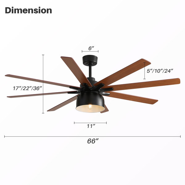Wrought Studio Bartling 52"/66" 8-Plywood-Blades Modern Ceiling Fan ...