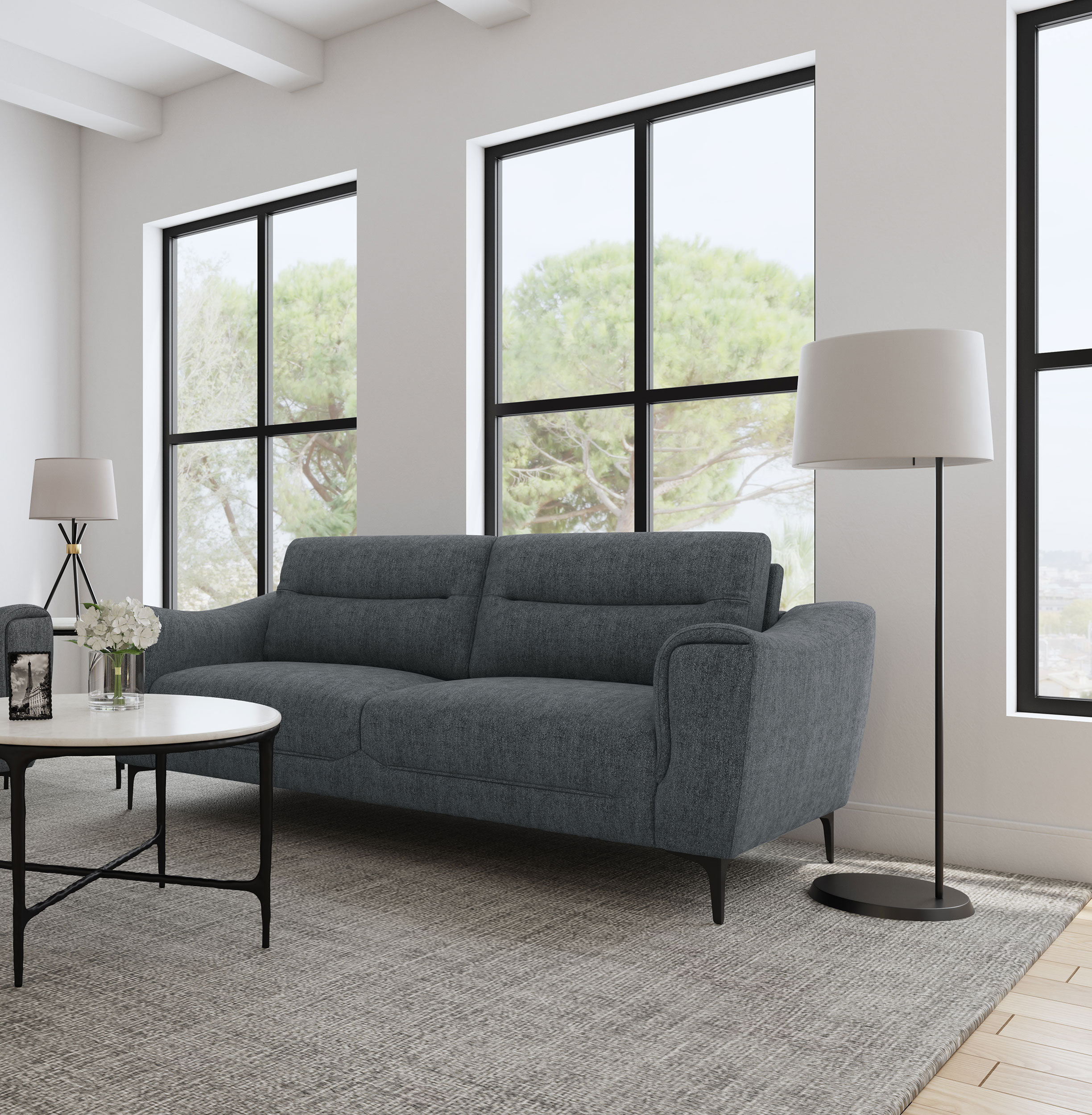Coaster Company Nolan Upholstered Sloped Track Arm Sofa Charcoal | Wayfair