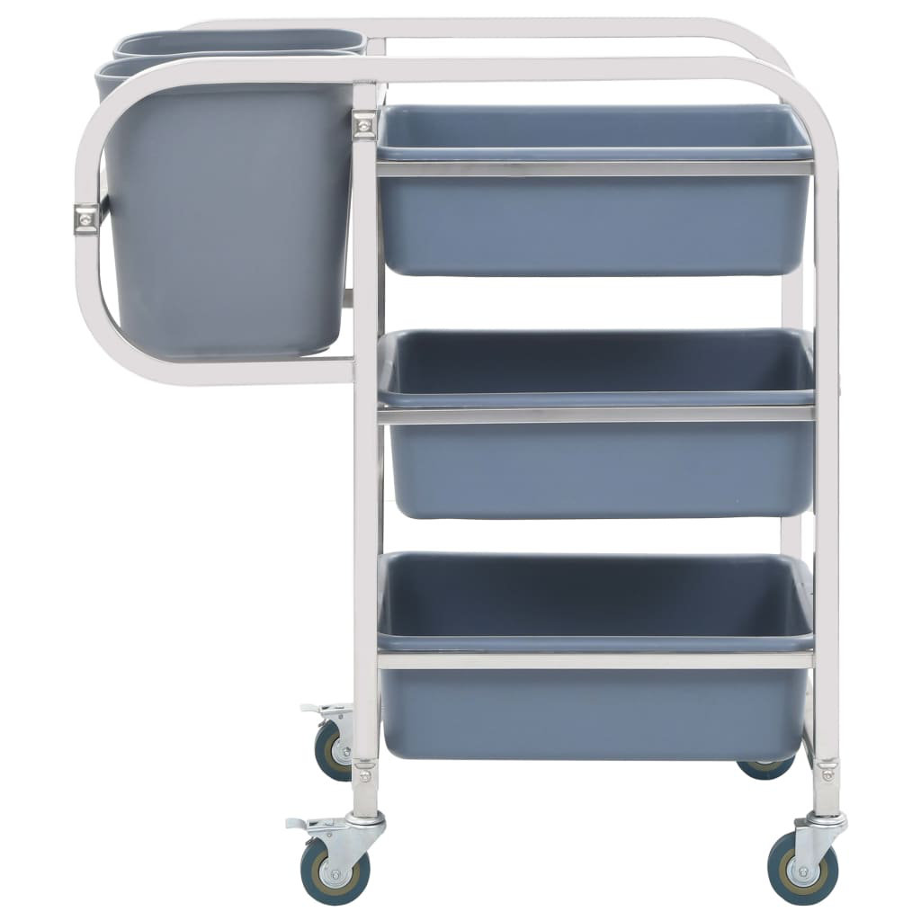 vidaXL Kitchen Cart with Plastic Containers 32.3x17.1x36.6" | Wayfair