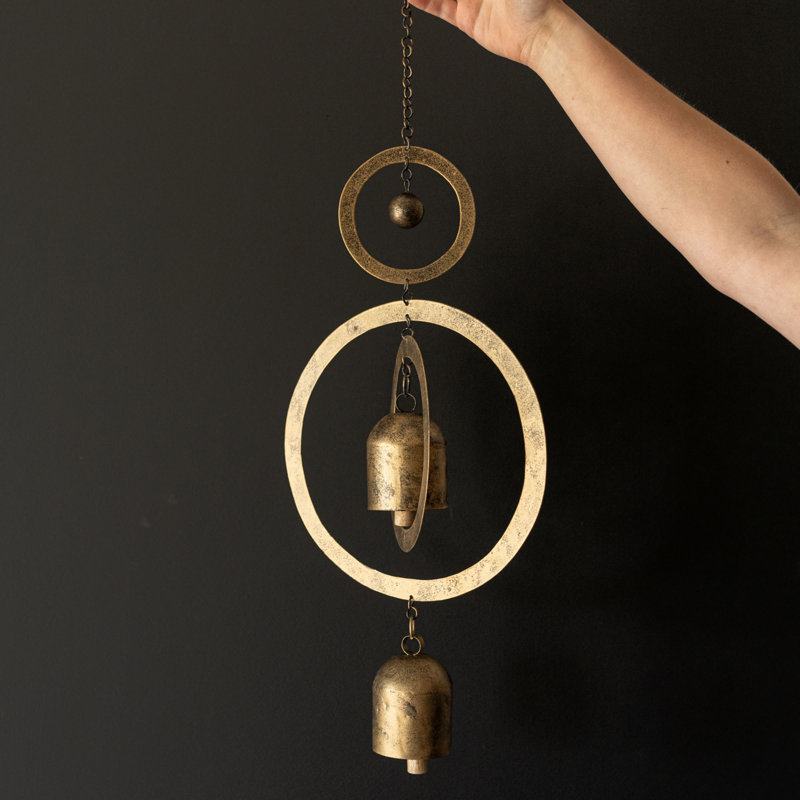 Foreside Home & Garden Brass Bells Hanging Accent Metal & Wood | Wayfair