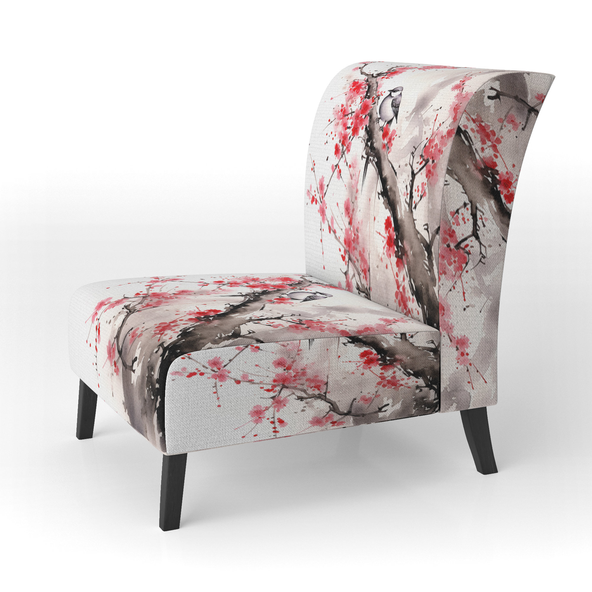 Red Barrel Studio® Japan Garden Bird On Tree - Upholstered Japanese ...