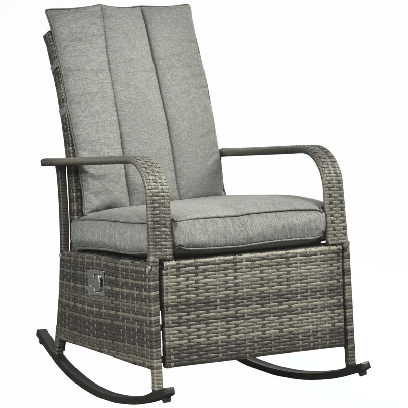 Winston Porter Outsunny Outdoor Rattan Rocking Chair Patio Recliner ...