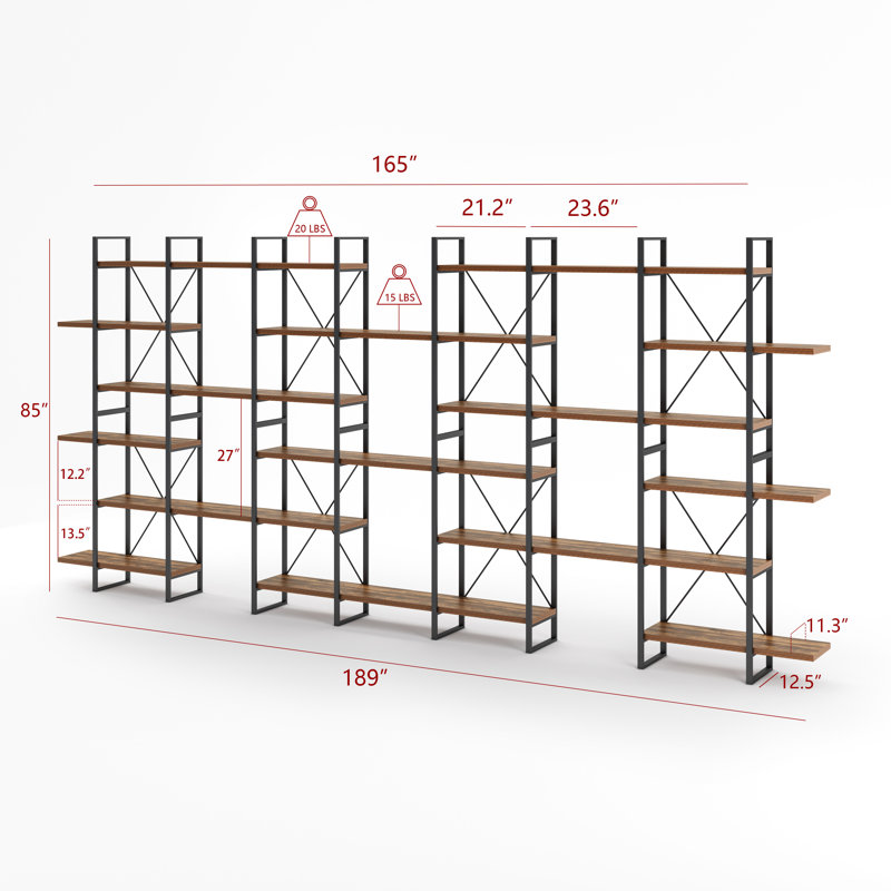 17 Stories Antique Walnut Color Display Etagere Bookcase | Wayfair