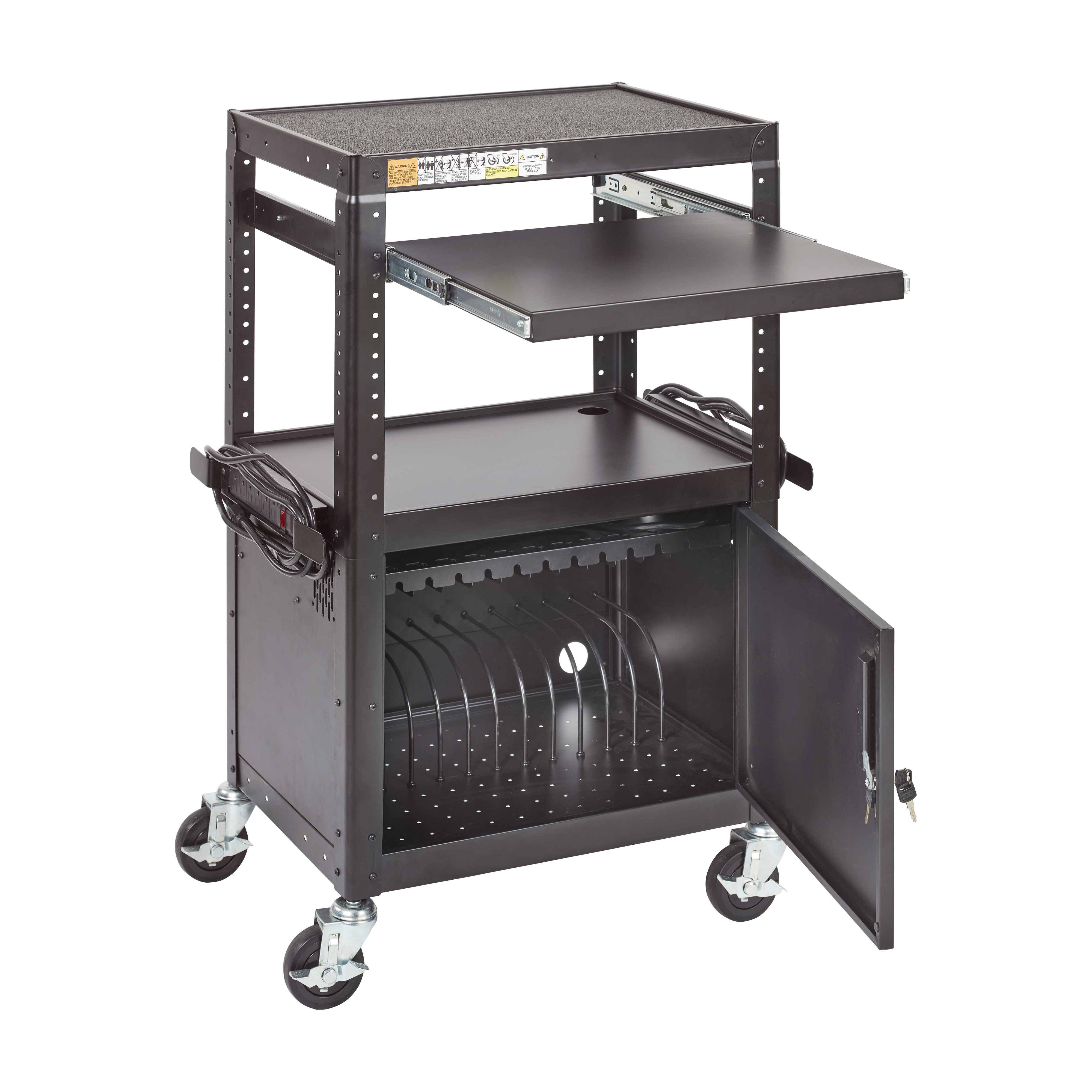 ECR4Kids AV Presentation Stand and 12-Bay Charging Cart, Rolling ...