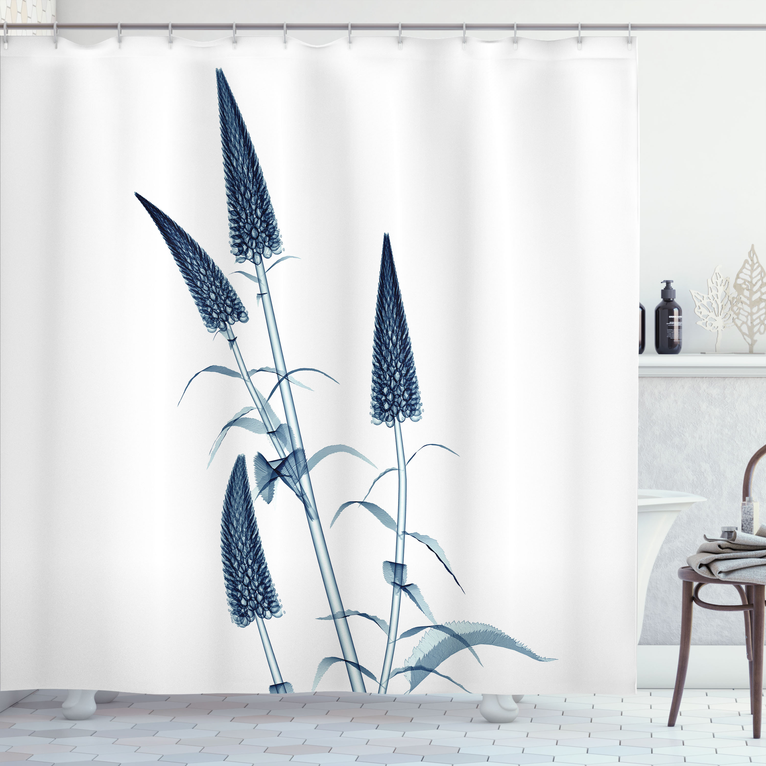 East Urban Home Raza Flower Shower Curtain X-Ray View of a Blossom Teal ...