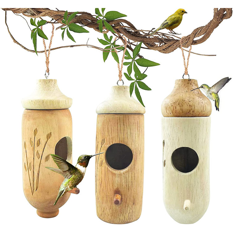 Rosalind Wheeler Hummingbird House Wooden Hanging Nest - Hummingbird ...