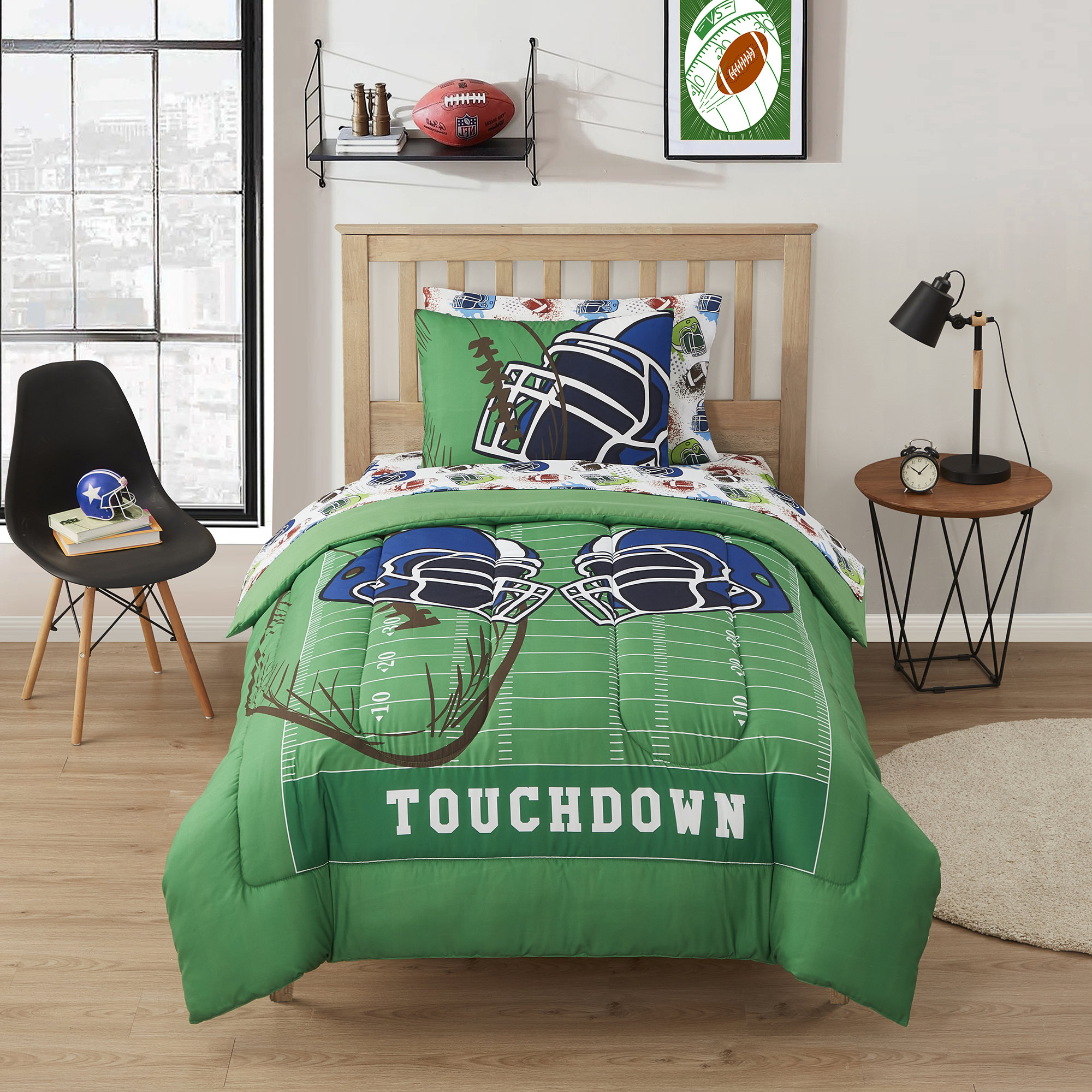 Sweet Home Collection Kids Football Printed Bed in a Bag Comforter ...