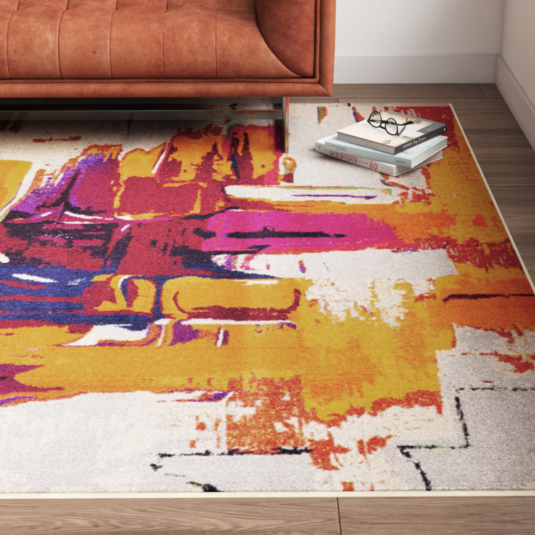 Wrought Studio Auyeung Washable Abstract Indoor Rug & Reviews | Wayfair