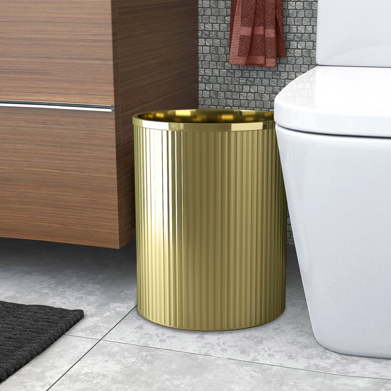 Everly Quinn Plated Steel Wastebasket Bathroom Storage Container ...
