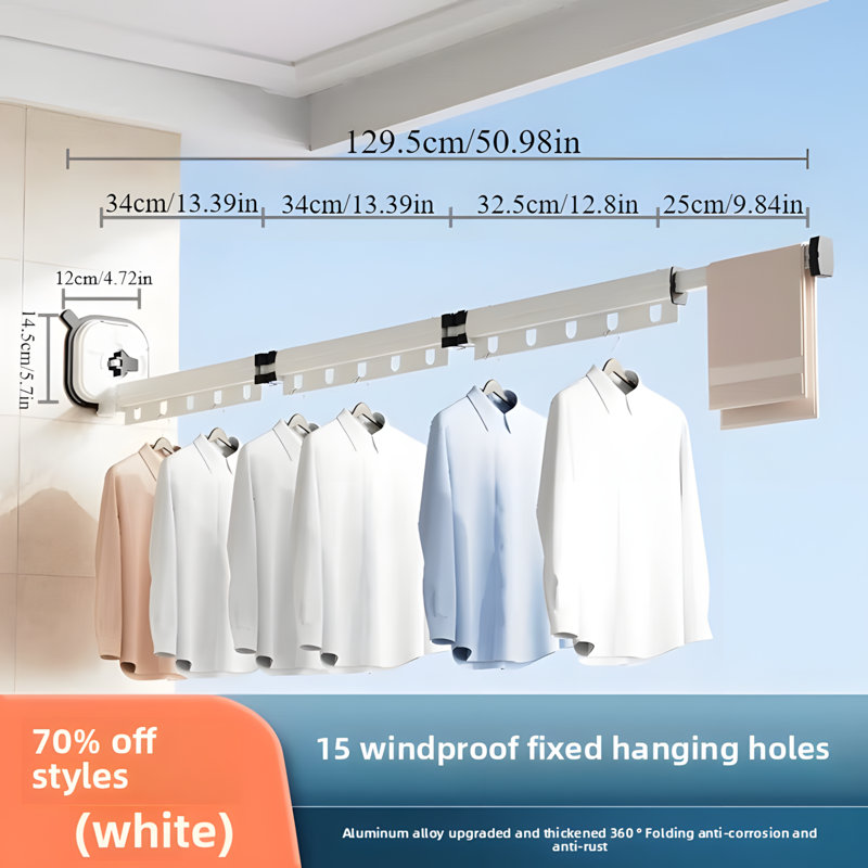 Rebrilliant Foldable Suction Cup Clothes Drying Rack, Wall-Mounted ...