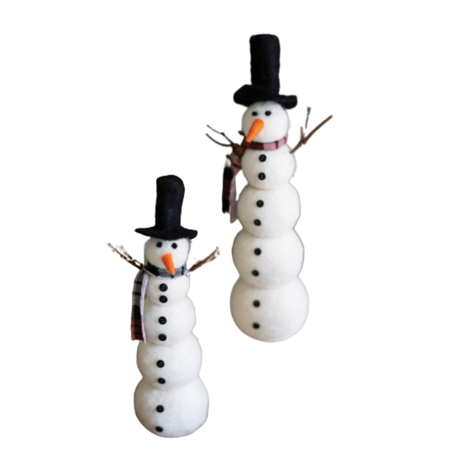 Kalalou Set Of 2 Modern Elegant Felt Snowmen Decor In Multicolor | Wayfair