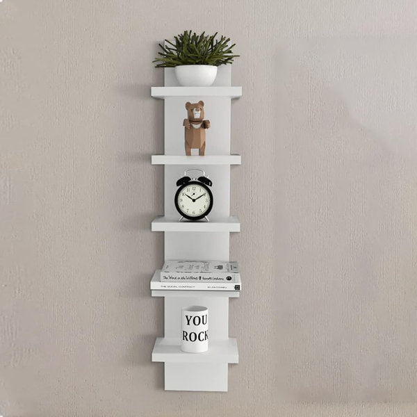 Latitude Run® 5 Storey Wall Mounted Bookshelves, White Vertical ...