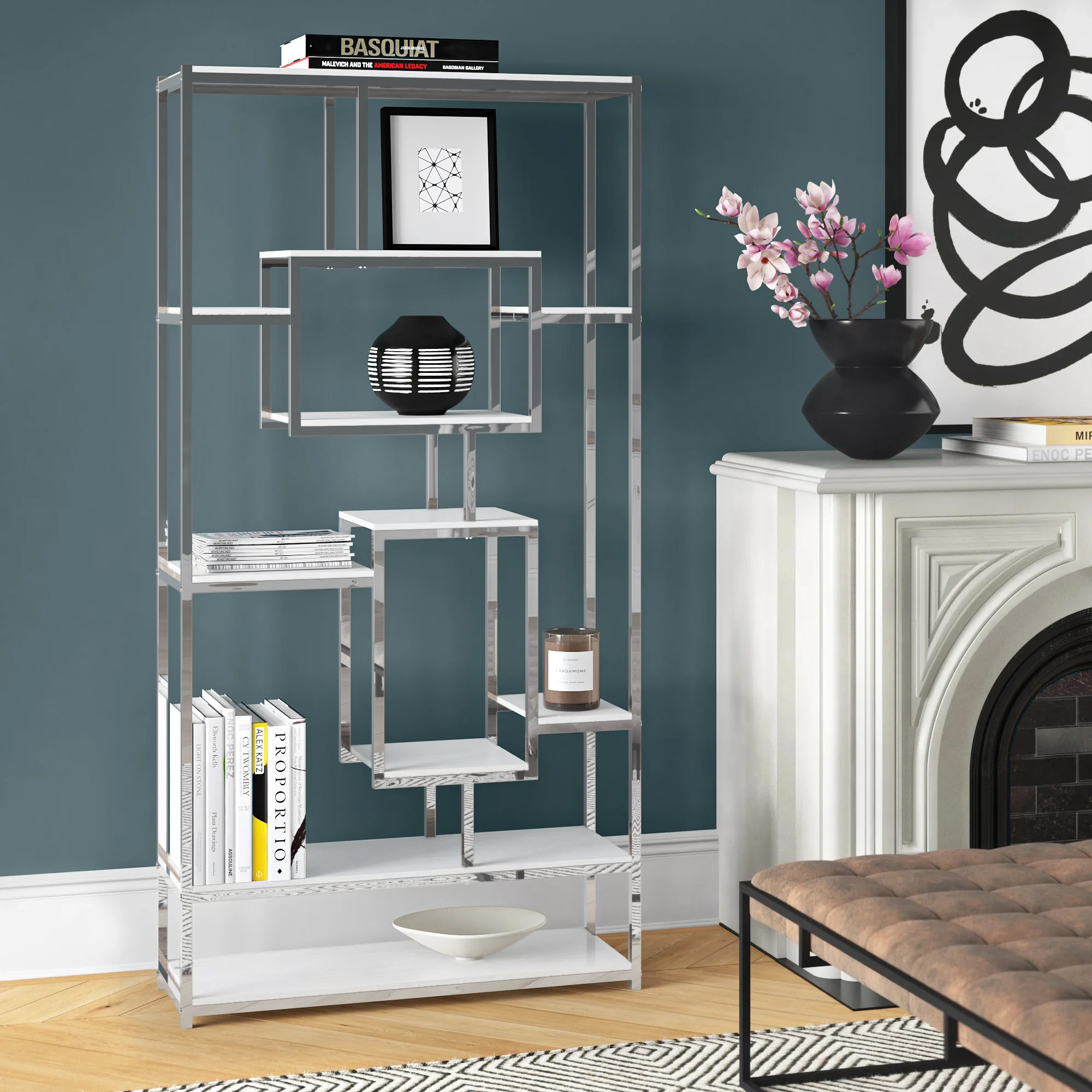 Ivy Bronx Ikaia 71" H x 36" W Iron Geometric Bookcase & Reviews | Wayfair