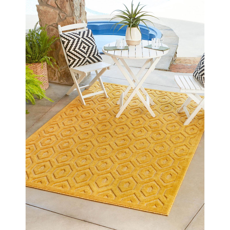 Langley Street Griffing Yellow Indoor/Outdoor Rug & Reviews | Wayfair