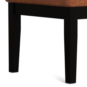 Simpli Home Lacey 26"W Small Tufted Ottoman Bench in Distressed Vegan ...