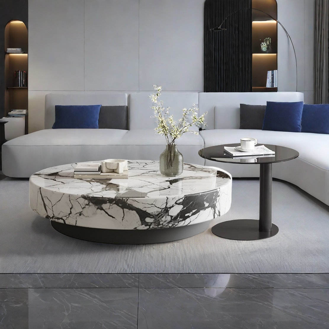 Creature B Comforts Premium round marble coffee table set | Wayfair