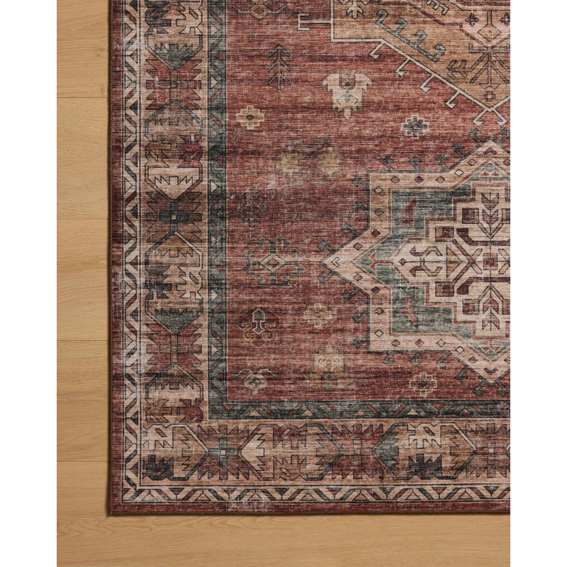 Bungalow Rose Aaronley Machine Washable Spice / Multi Area Rug ...