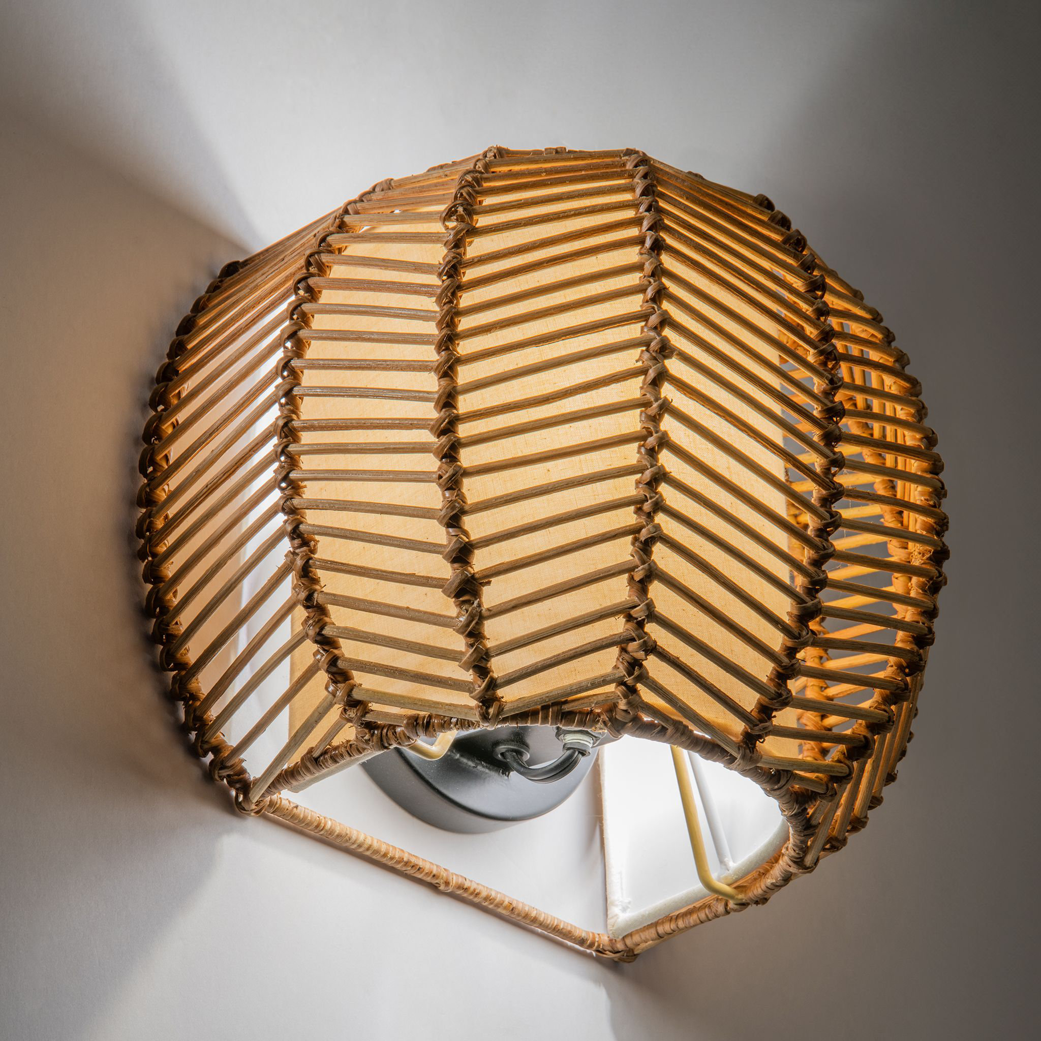 Bay Isle Home™ Wicker Rib Half-Sphere Indoor Wall Sconce with Whie ...