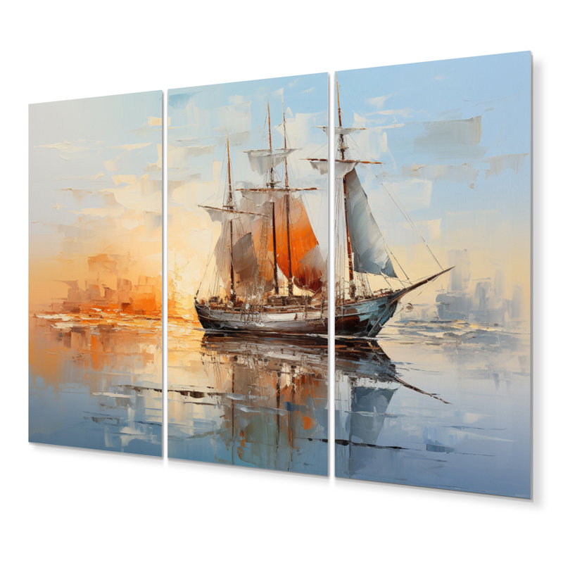 Design Art Boat Abstract Maritime Symphony IV - Boat Metal Art Print ...