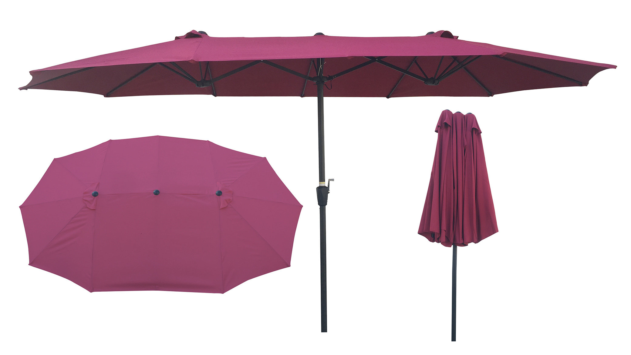 Arlmont & Co. Double-Sided Patio Umbrella Outdoor Market Table Garden ...
