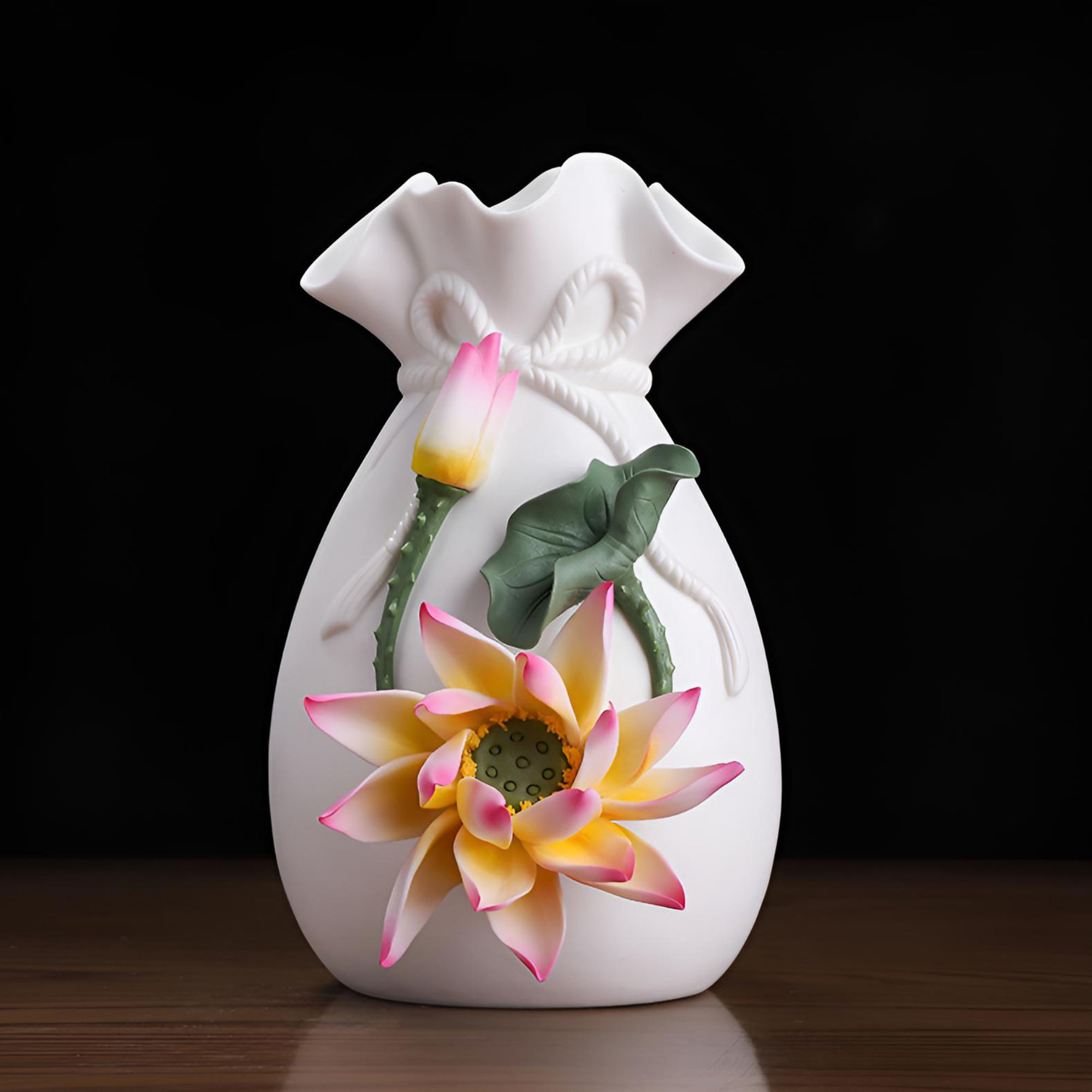 Red Barrel Studio® "Artisan Ceramic Lotus Flower Vase – Timeless ...