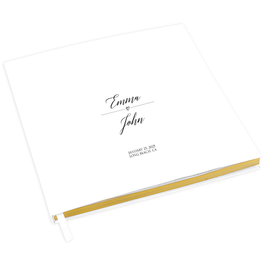 Koyal Wholesale Custom Wedding Guestbook, Minimal Heart Design White ...