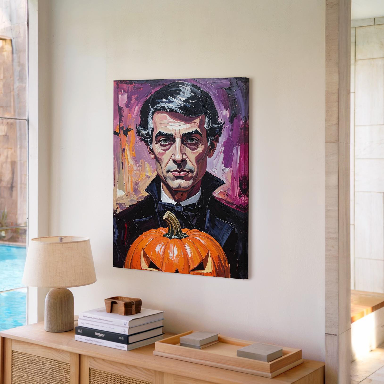 The Holiday Aisle® Wall Art Canvas Edgar Allan Poe Pumpkin Portrait ...