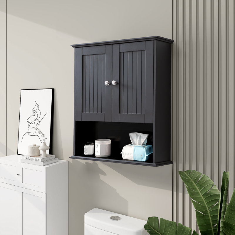 Red Barrel Studio® Kinlyn Black Wall Bathroom Cabinet | Wayfair