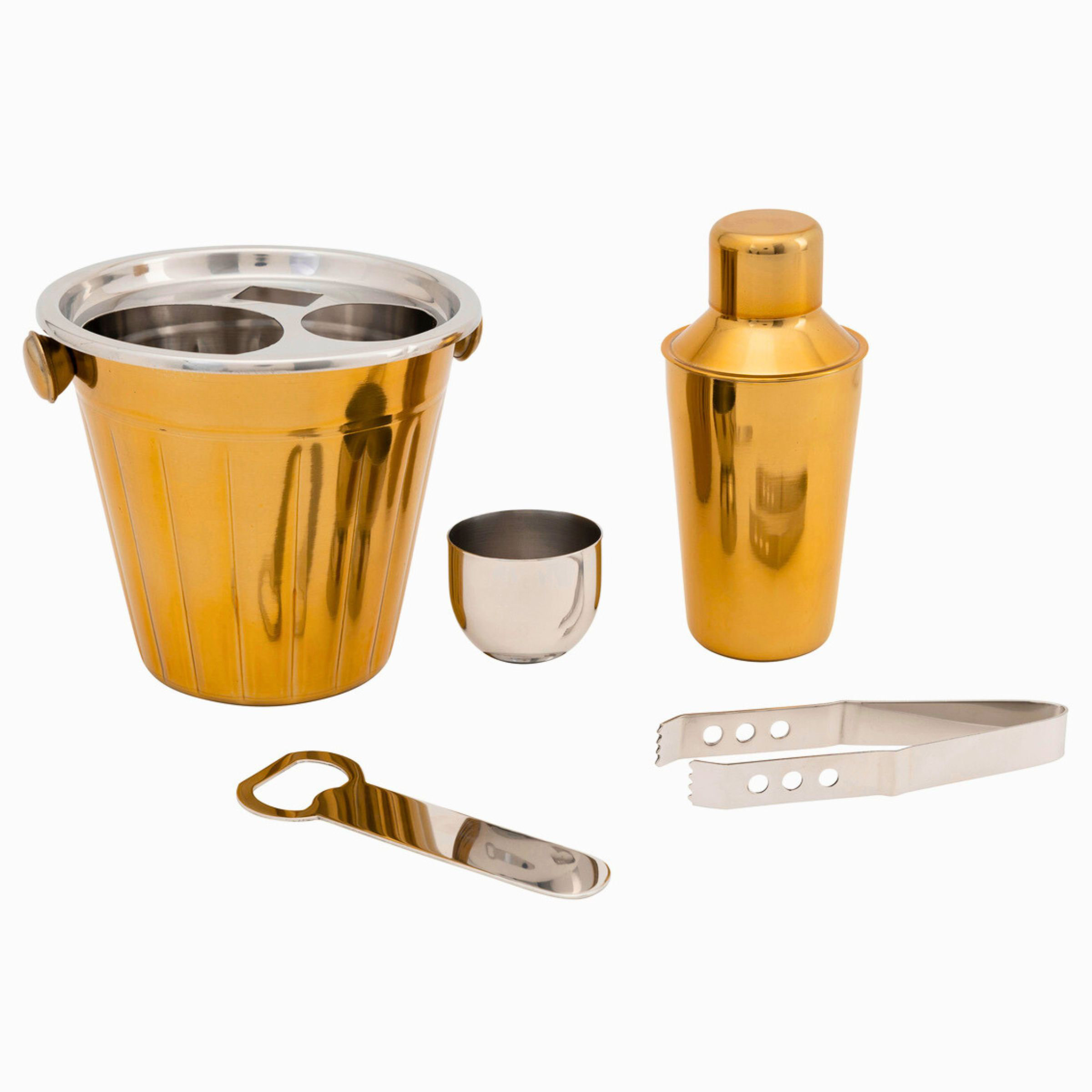 Godinger Silver Art Co Gold Fluted 5 Piece Bar Tool Set | Wayfair
