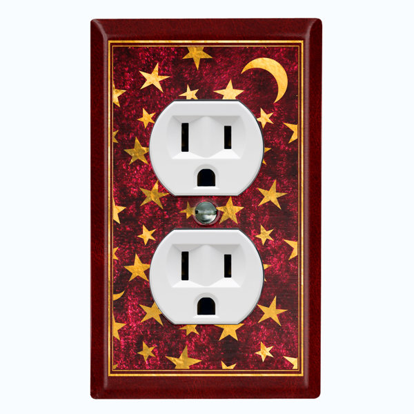 WorldAcc Night Star Moon Red Frame 2-Gang Toggle Light Switch Wall ...
