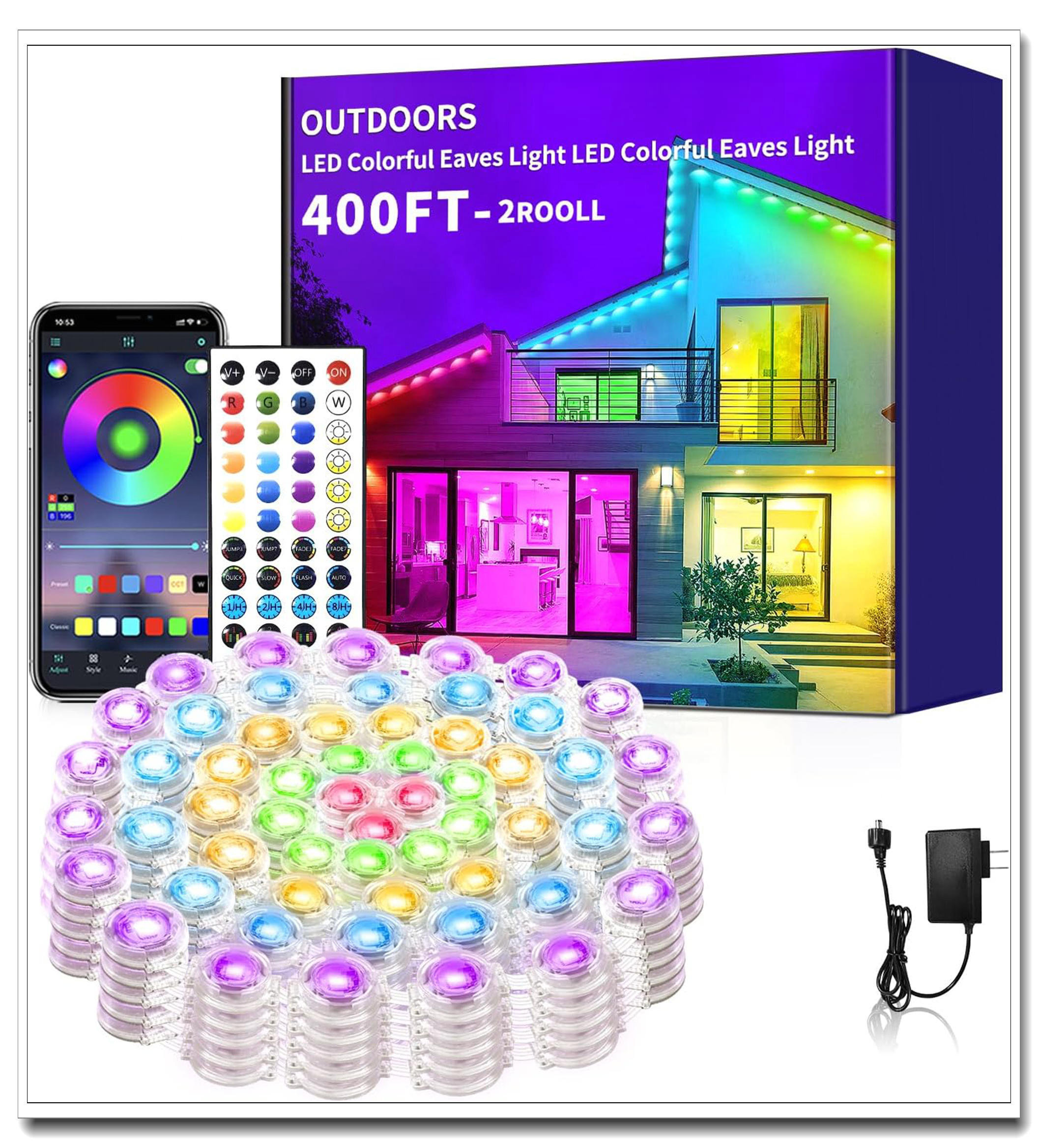 The Holiday Aisle® 400Ft Smart RGB Permanent Outdoor Lights With App ...