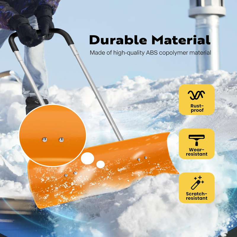 VIVOHOME Plastic Snow Plow Pusher Shovel with Wheels & Reviews | Wayfair