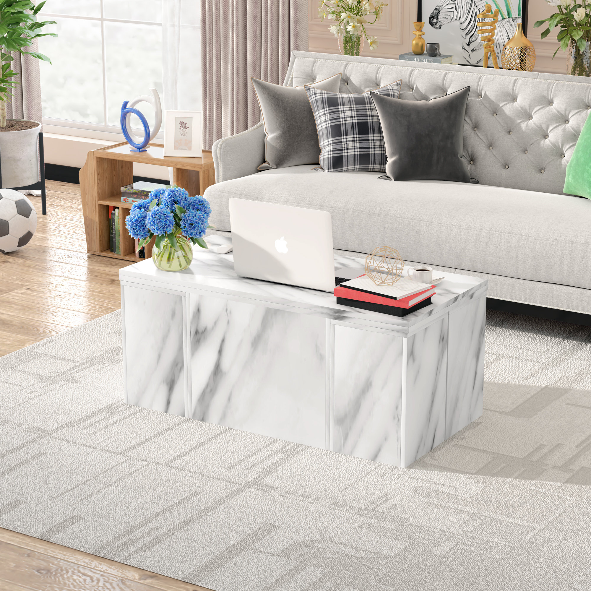 Millwood Pines Hambling Lift Top Coffee Table,3 in 1 Multi-Function ...