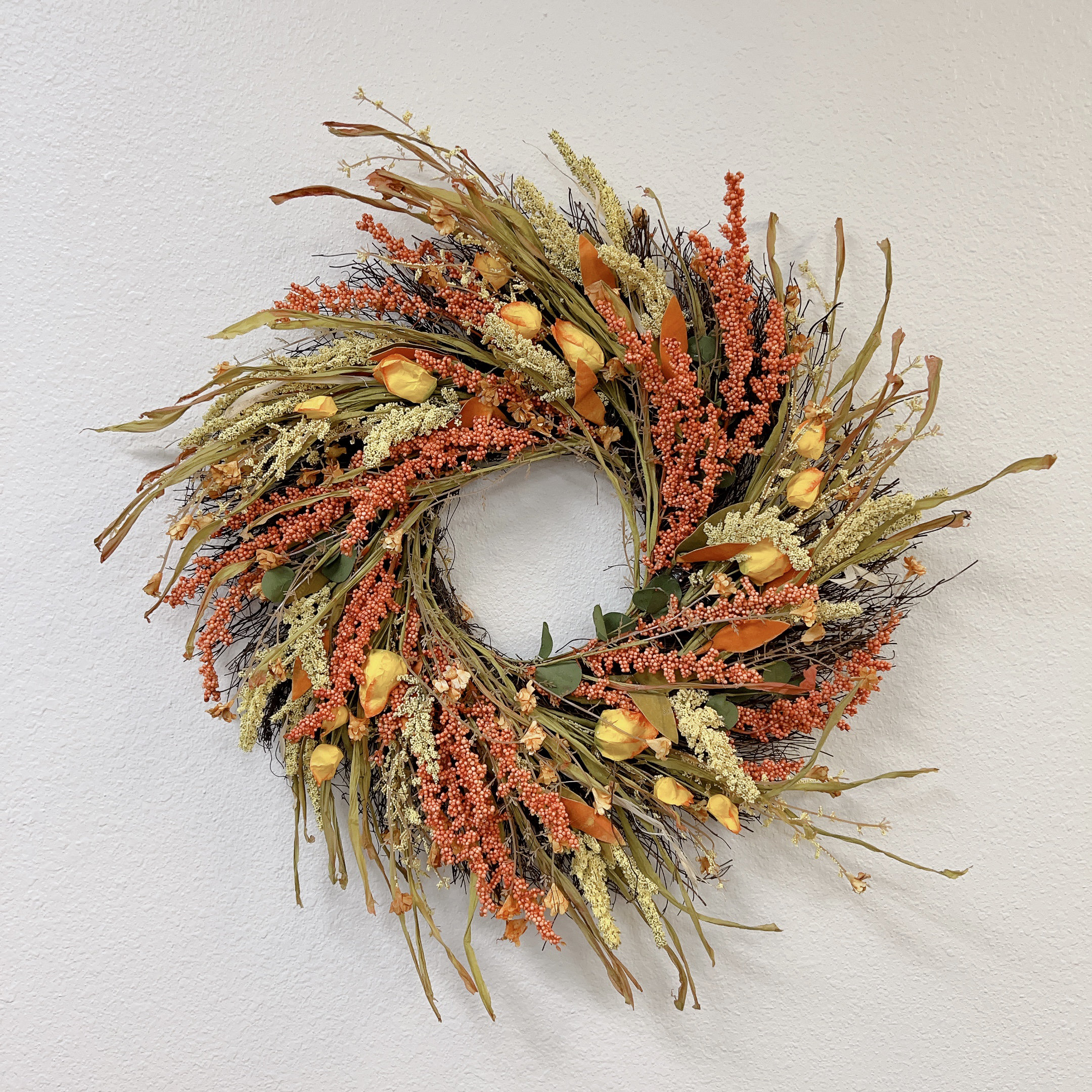 Abbie Home Ansuma 24" Artificial Dried Wheat Ears Wreath for Your Front ...