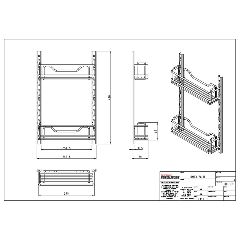 Hardware Resources 3" Deep Door Mounted Tray System Kit in Polished ...