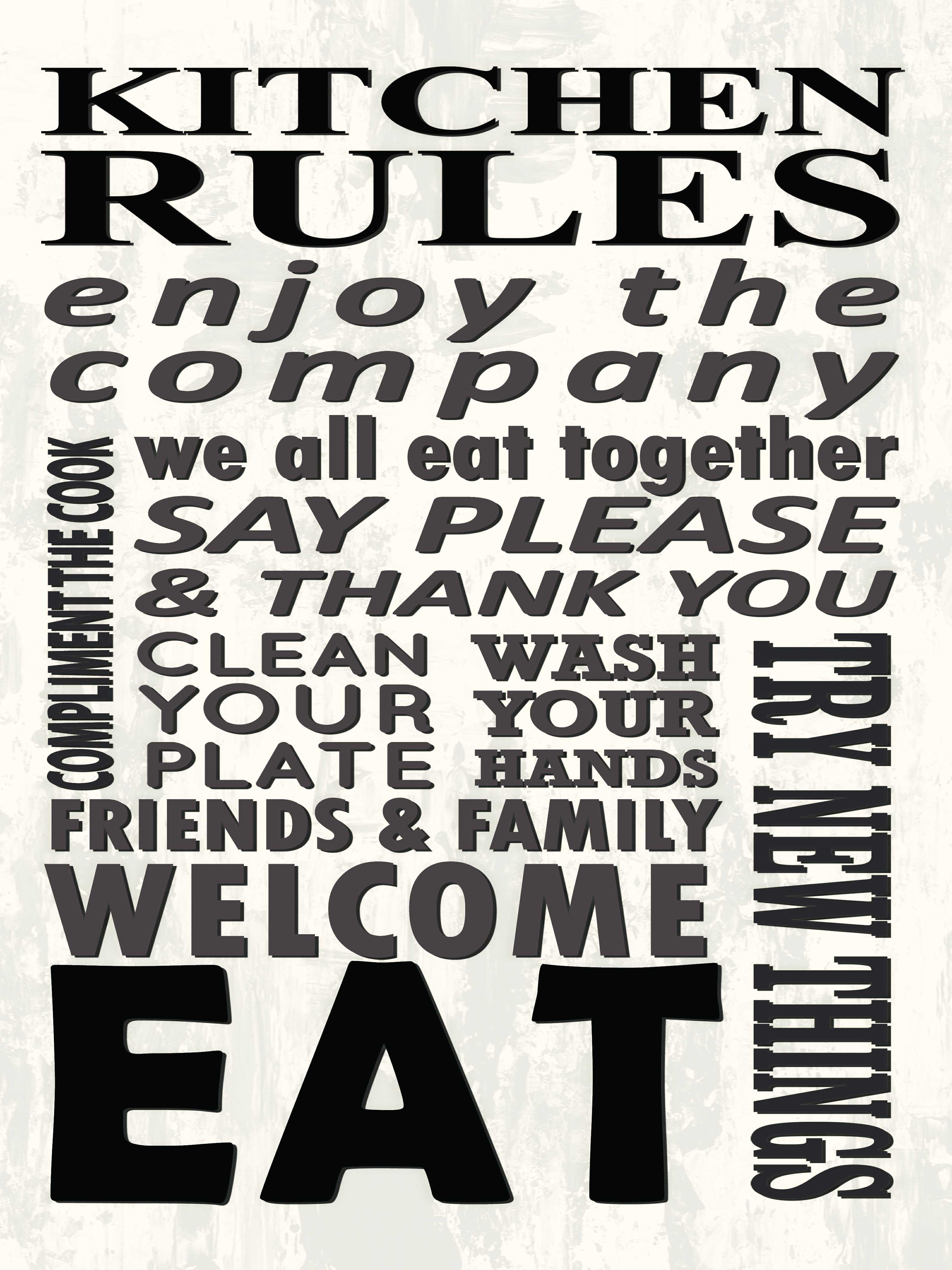 Trinx Kitchen House Rules On Canvas Print | Wayfair