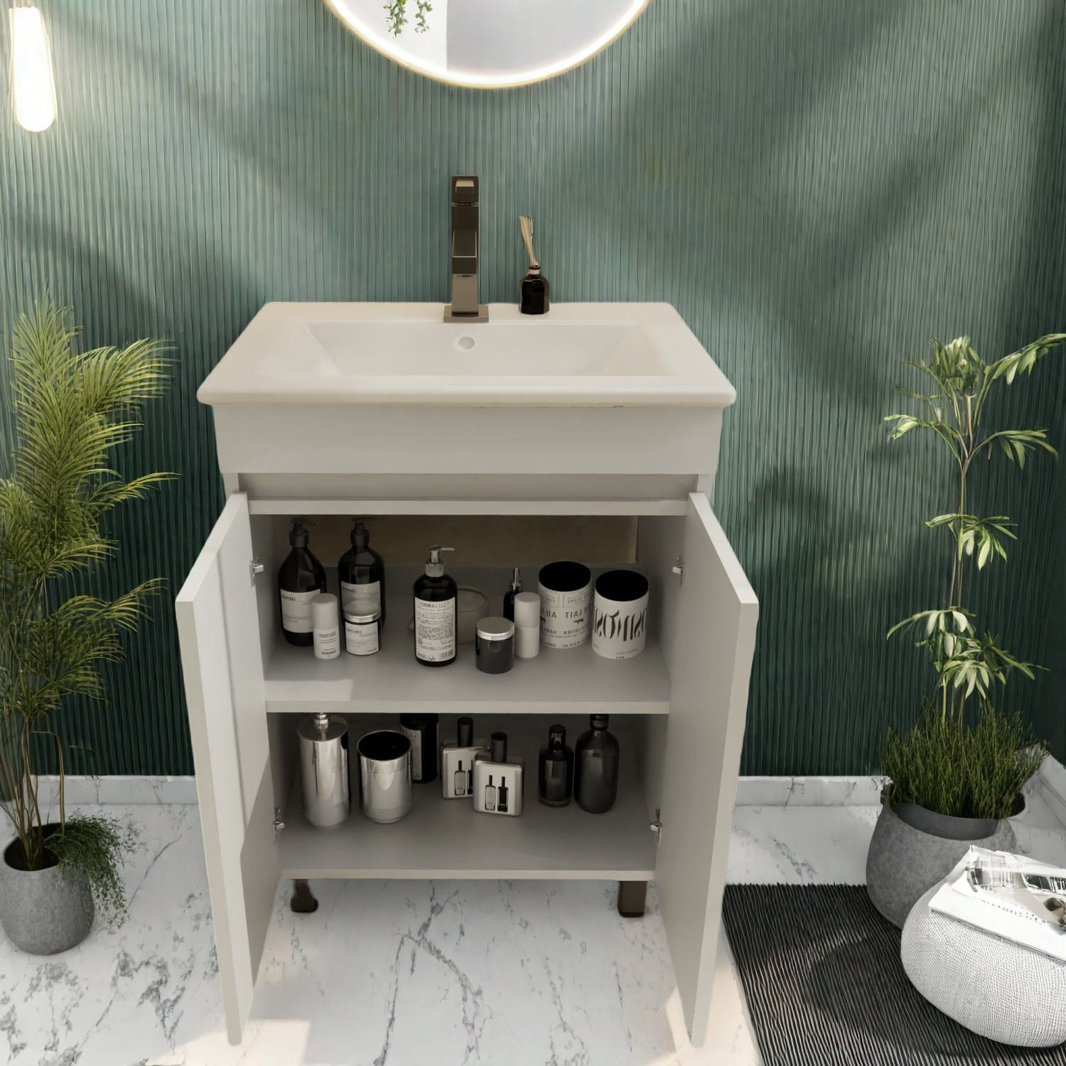 Wrought Studio™ Compact 24" Vanities With Vanity Cabinet And Ceramic ...