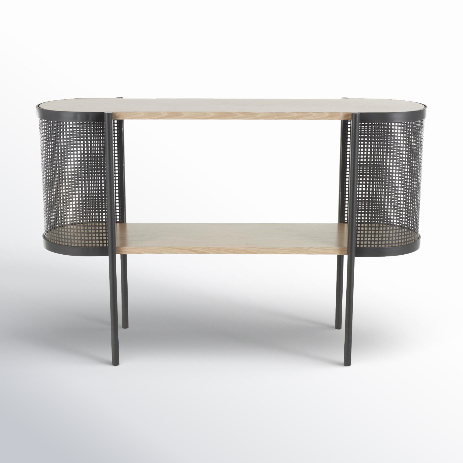 Joss & Main Oval Two-Toned 1 Shelf Console Table With Mesh Side Panels ...