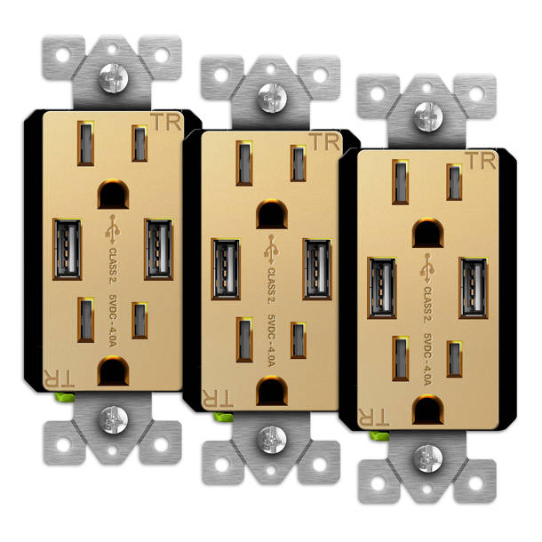 TOPGREENER Kalide 15 Amps Tamper Resistant Decorator Outlet with USB ...