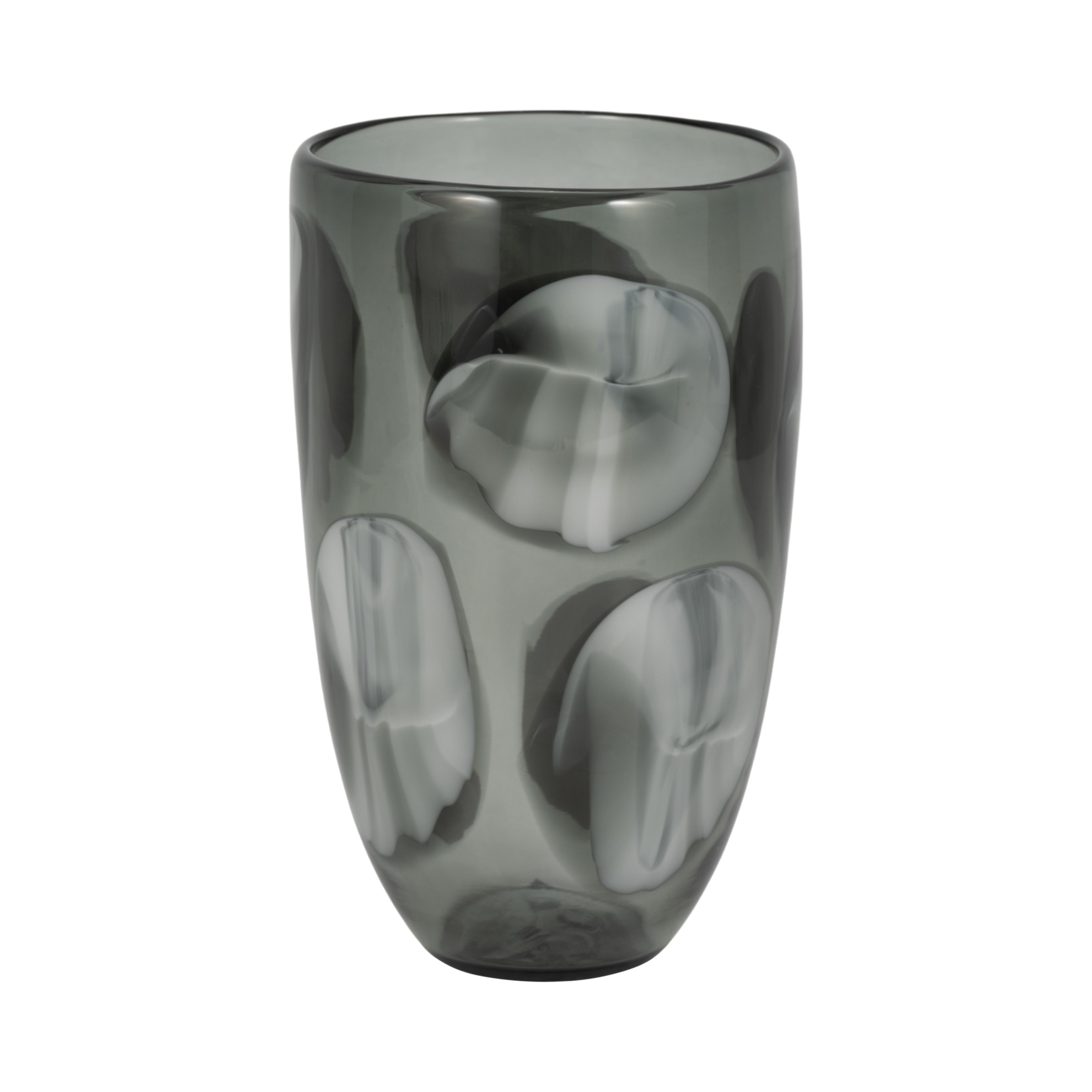 Wrought Studio™ Glass Hand Blown Vase, Aqua, Cylinder, Swirl, Blue ...