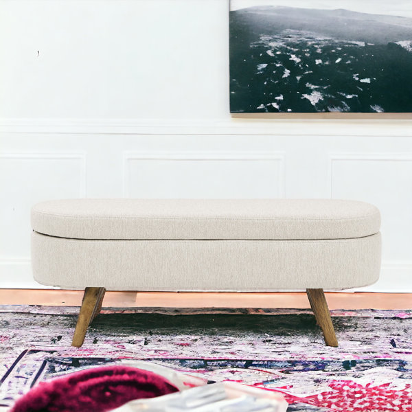 George Oliver Jaewon 100% Linen Upholstered Storage Bench & Reviews ...