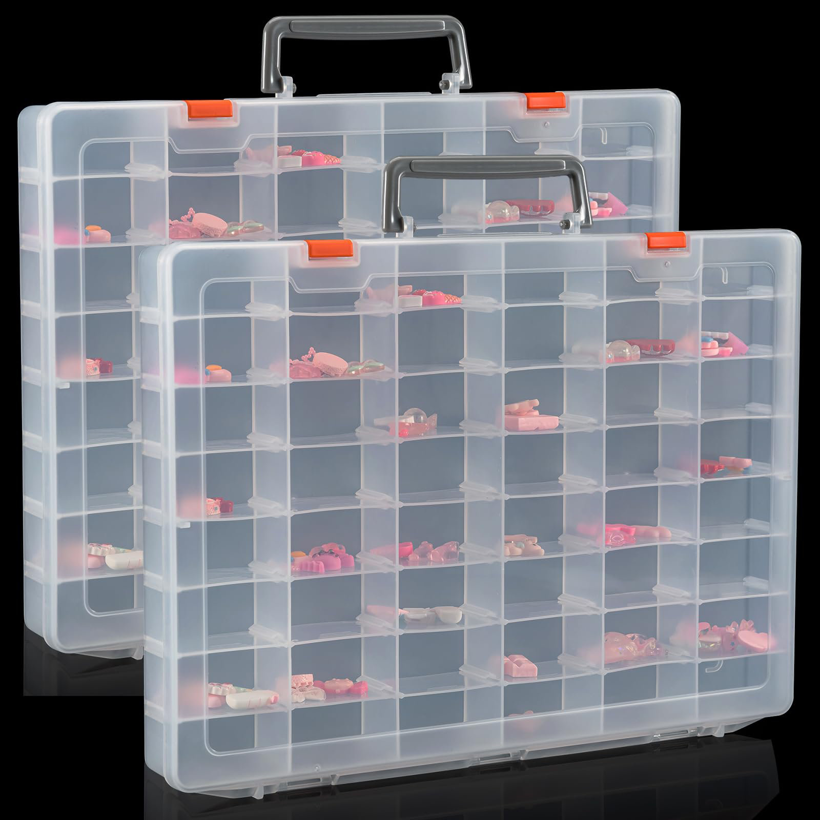 Latitude Run® 2 Pack Large 48 Grids Clear Plastic Organizer Boxes With ...